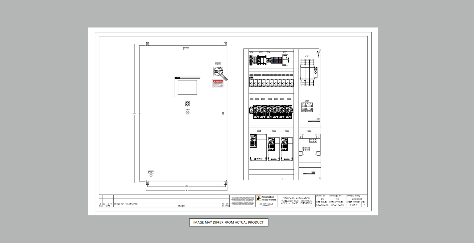 Micro820 PLC Panel with Panelview 800, Powerflex 523 VFDs.