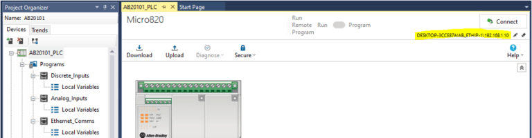 Downloading to the Micro820 - Automation Ready Panels
